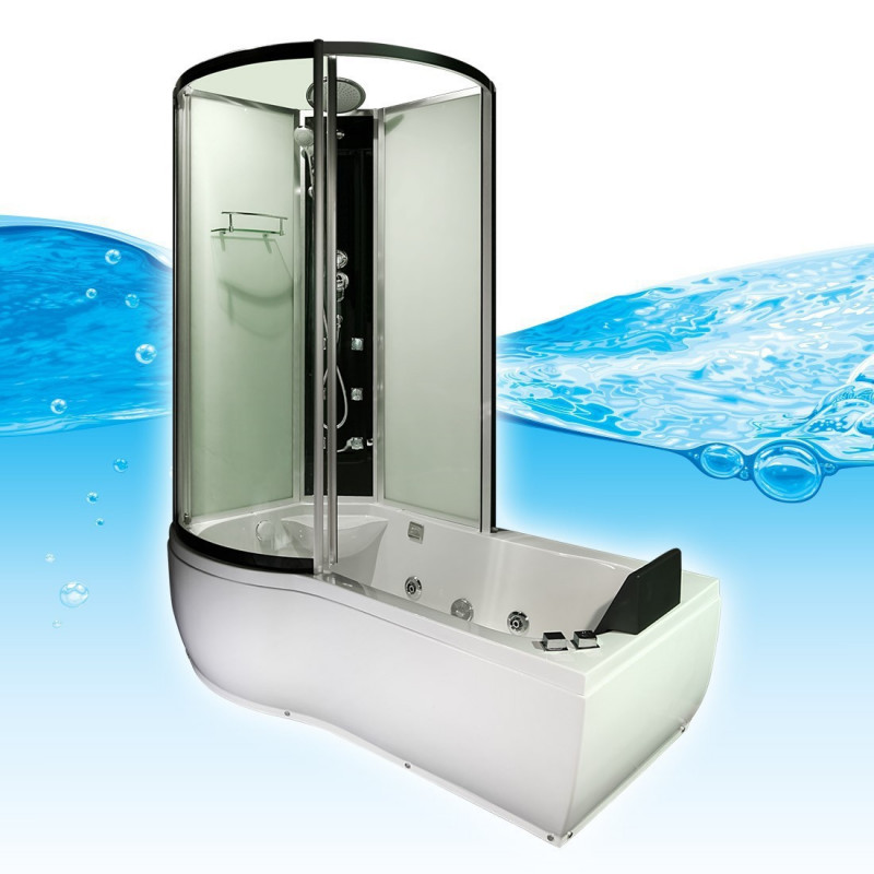 Douche- Bad- Whirlpool Combinatie Orso 170 x 98 x 215 CM. Bubbelbad.