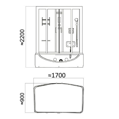 Bad Douche Whirlpool Stoom Combinatie 170X90CM. Douche Bad 170 CM