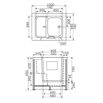 Instap Zitbad Flush 100X78X113. Instapbad met Whirlpool