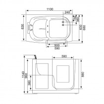 Instap Zitbad Hydro 110X68X114. Instap Senioren Zitbad