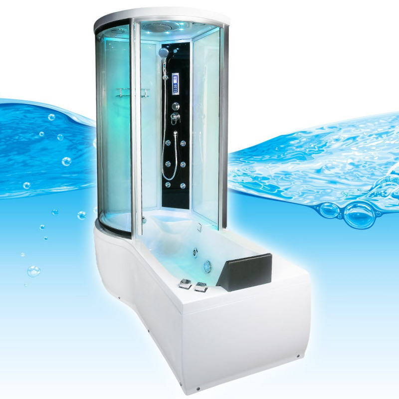 Douche- Bad- Whirlpool Combinatie Dario 170 x 98 x 215 CM. Bubbelbad.