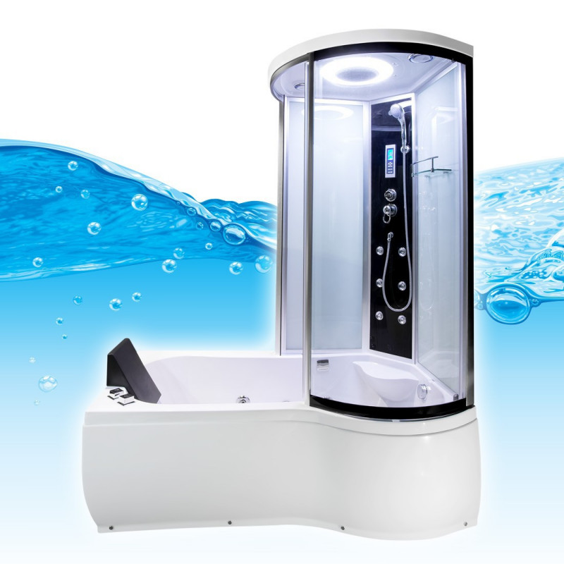 Douche- Bad- Whirlpool Combinatie Sanza 170 x 98 x 215 CM. Bubbelbad.