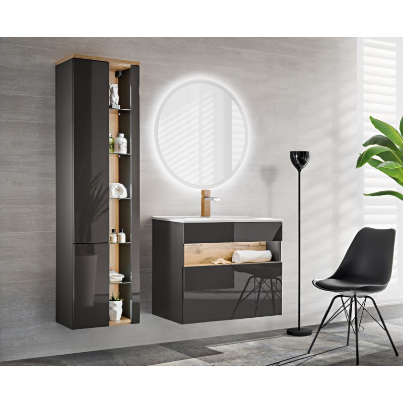 Badkamermeubel Baya Grey 80CM. Complete Badmeubel Set