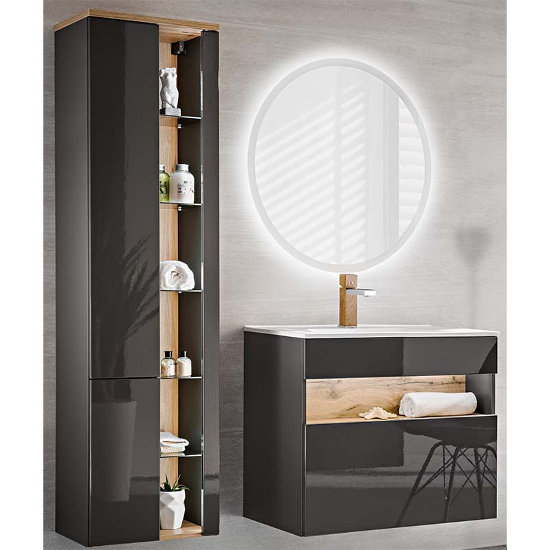 Badkamermeubel Baya Grey 80CM. Complete Badmeubel Set