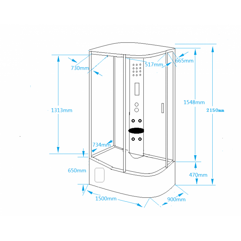 Bad Douche Stoom Combinatie 150 x 90 CM. Douche en Bad in een. 150x90