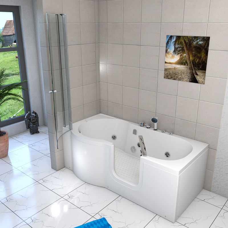 Instapbad Ligbad Links 170X200. Instap Senioren Zitbadmet Whirlpool