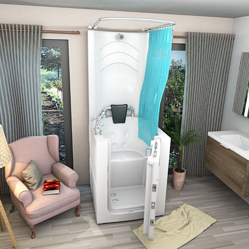 Instap Zitbad Lotus 90X80X100. Senioren Zitbad Met Opbouw Douche