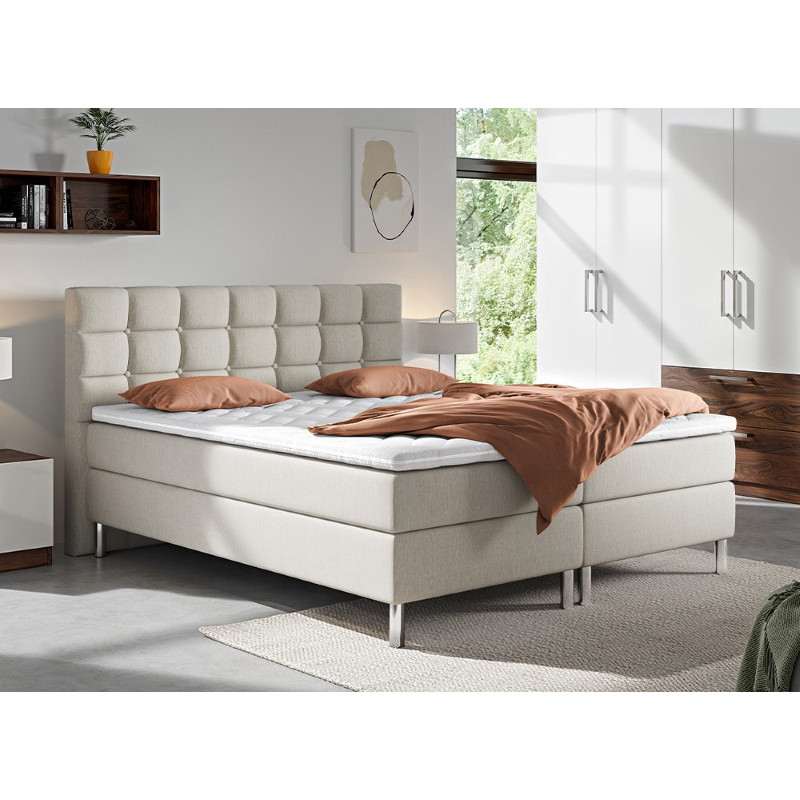 Boxspring Luna 140 x 200 Beige. Goedkoop Boxspring Bed Uitverkoop