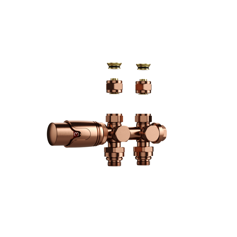 Thermostatische Radiatorkraan Koper Muur En Vloer Geborsteld 1/2mx16/2 M30