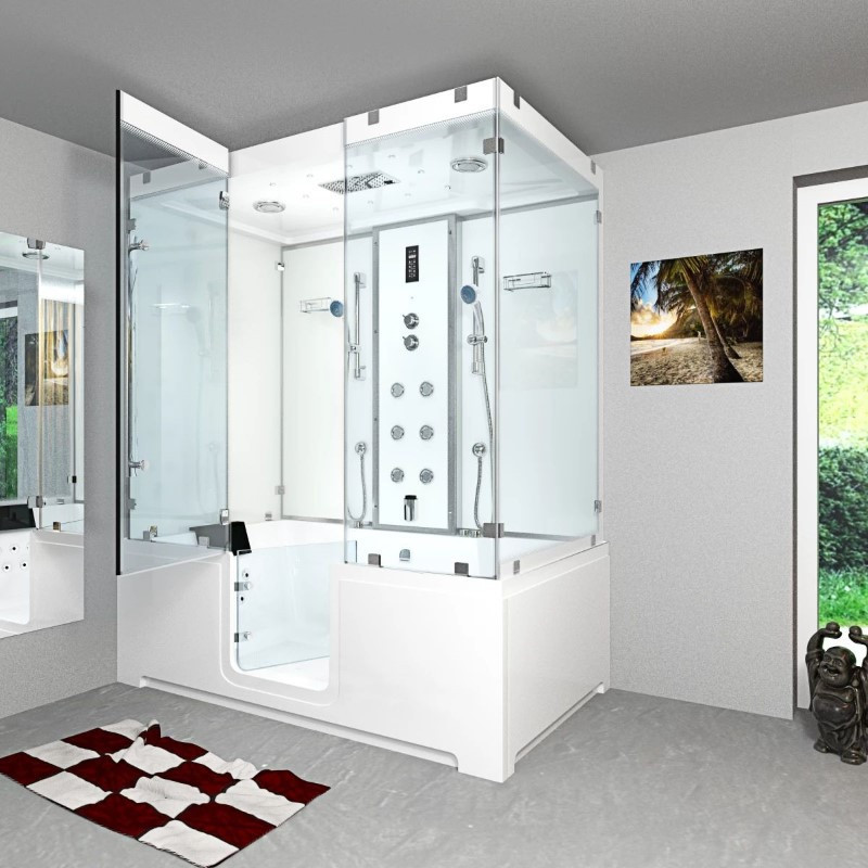 Instap Bad Douche Whirlpool Stoom Bubbel Combi Zentura White Links ...