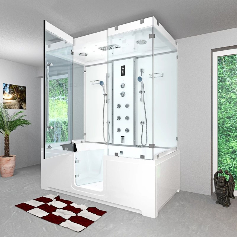 Instap Bad Douche Whirlpool Stoom Bubbel Combi Zentura White Midden ...