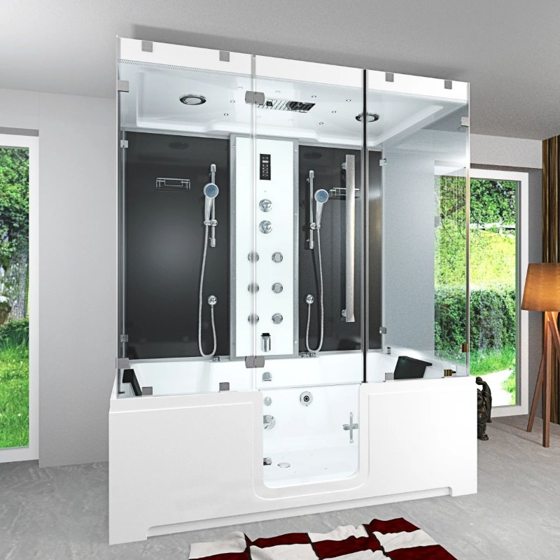 Instap Bad Douche Whirlpool Stoom Bubbel Combi Zentura Black Links ...